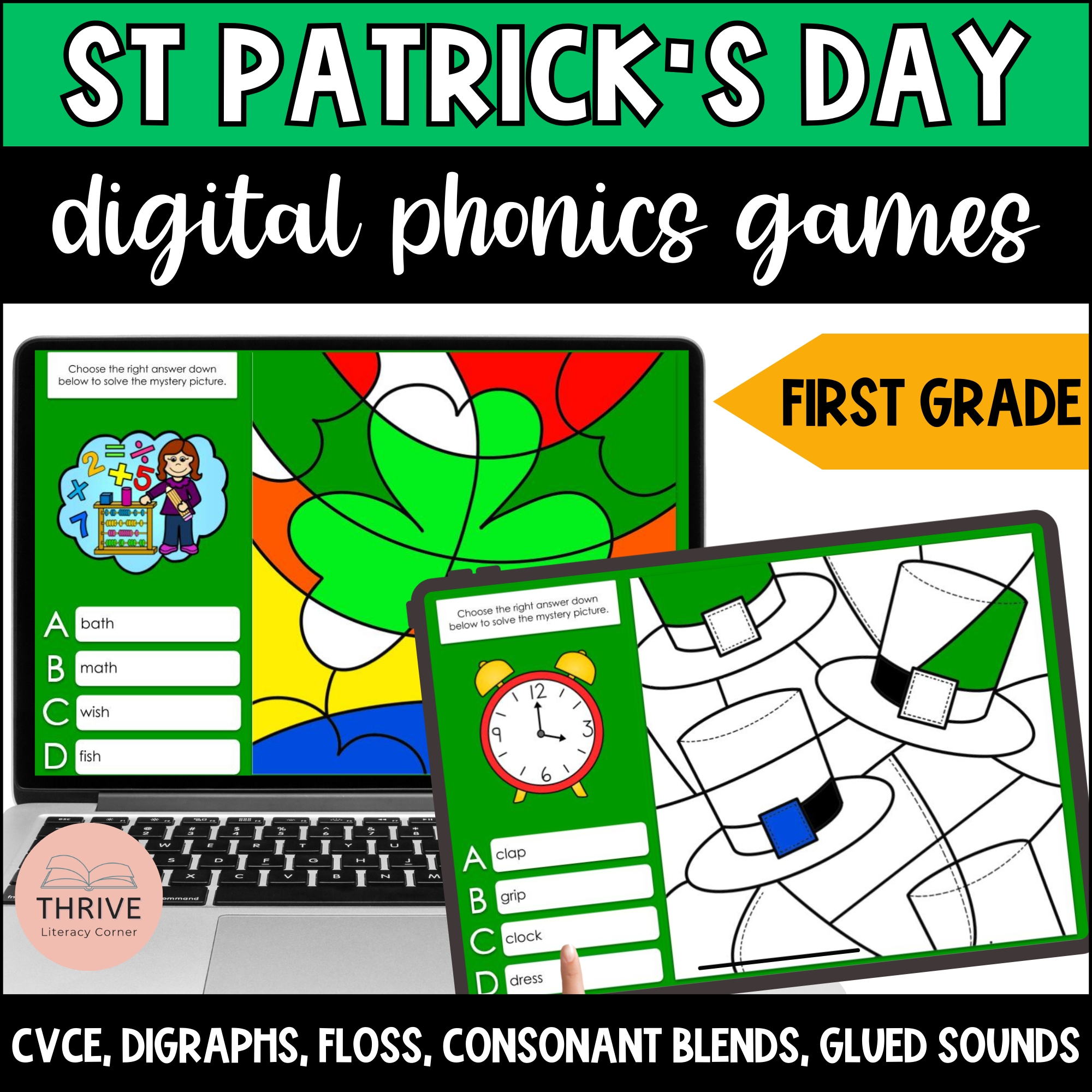 St. Patrick's Day Phonics Digital Games 1st Grade – Thrive Literacy ...