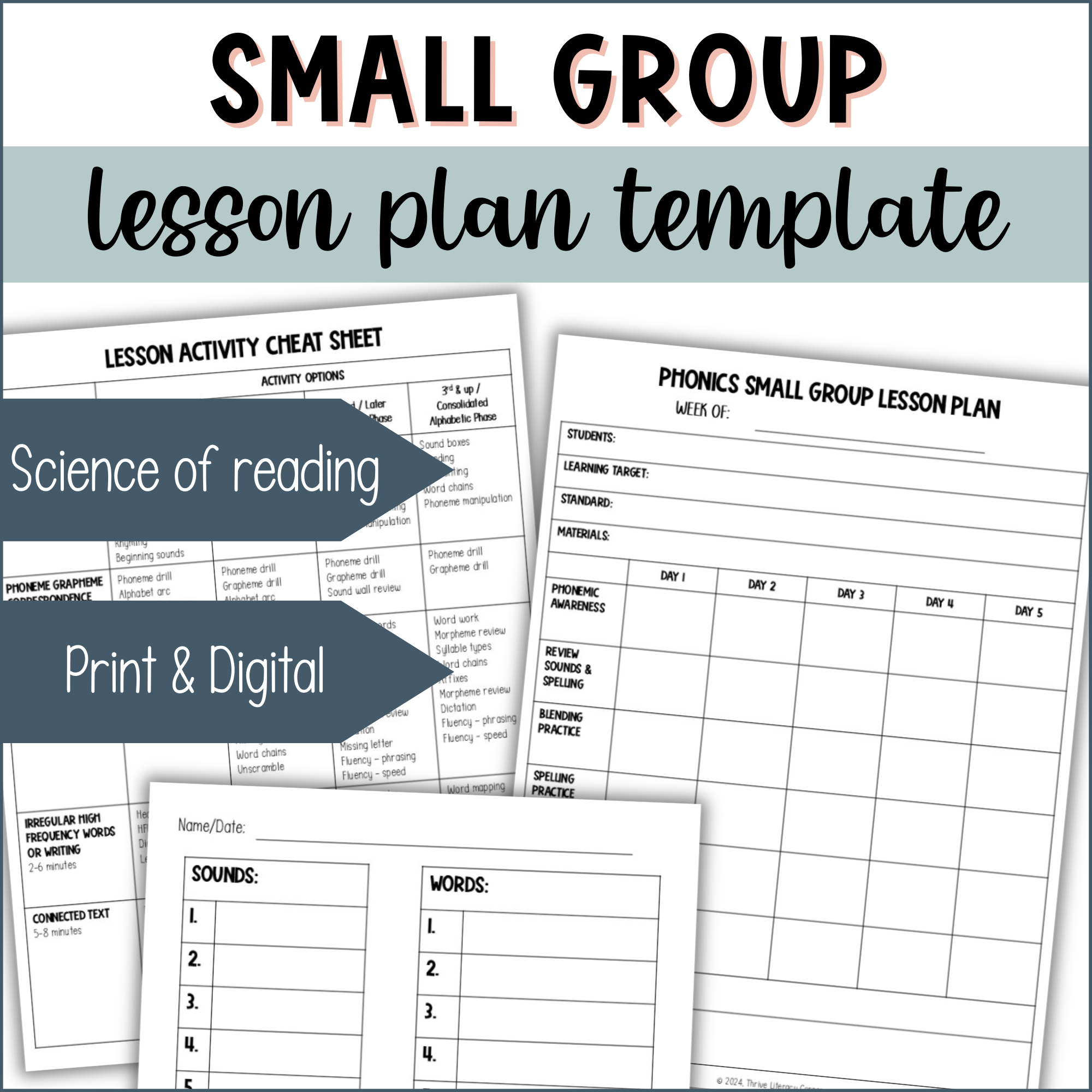 Science of Reading Small Group Lesson Plan Templates – Thrive Literacy ...