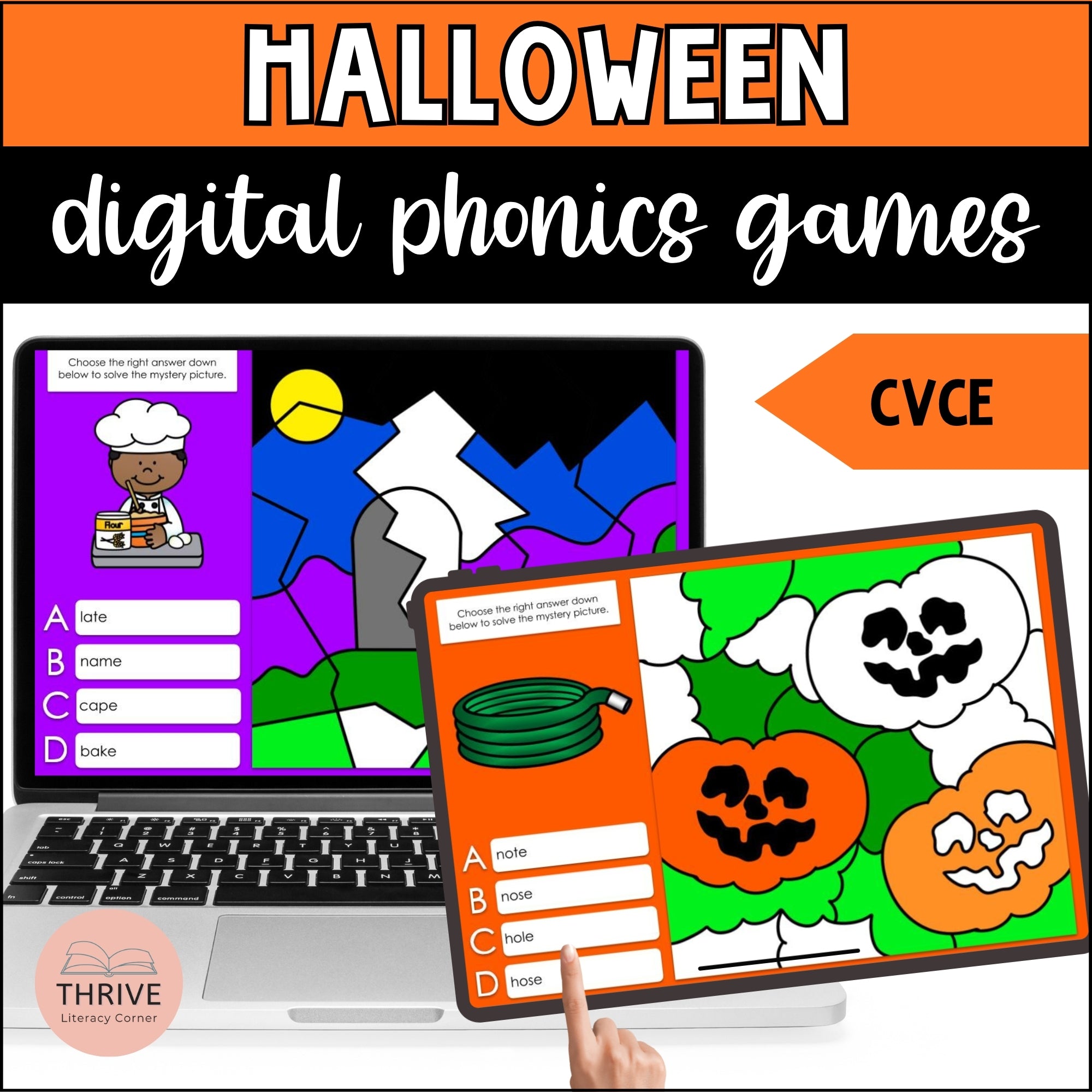 Halloween Digital Phonics Games – CVCe Word Practice – Thrive Literacy ...