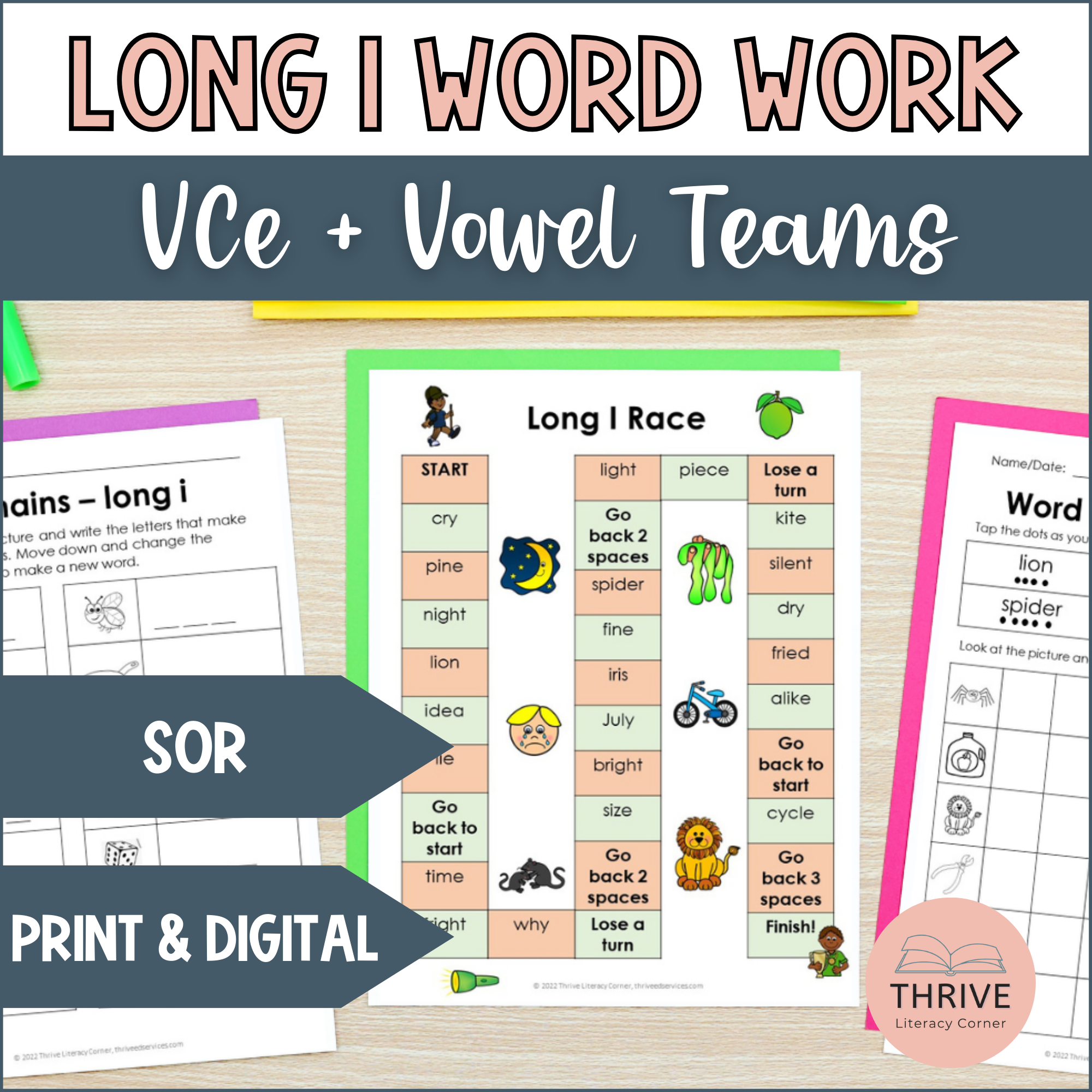 Long I Worksheets & Activities - Long I Words – Thrive Literacy Corner Shop