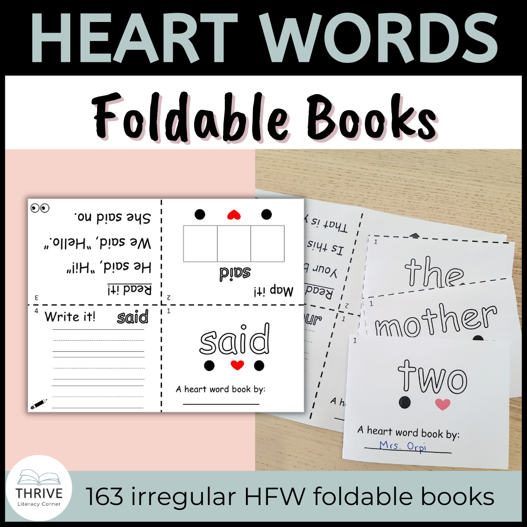 Heart Words Foldable Books - Irregular High Frequency Words – Thrive ...