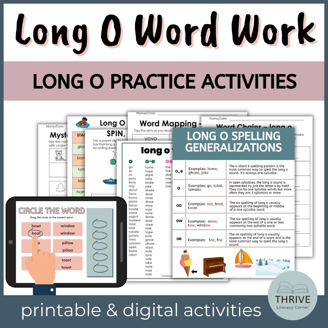Long O Words Activities - Printable & Digital – Thrive Literacy Corner Shop