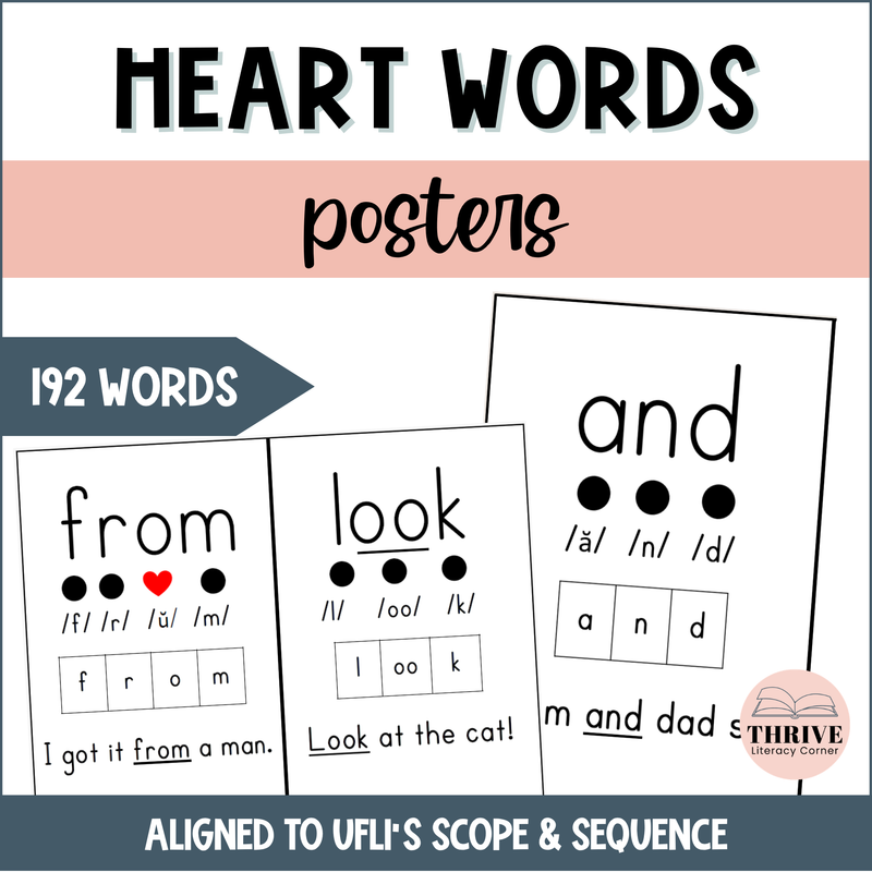 Heart Words Posters Bulletin Board Word Wall UFLI Science of Reading ...