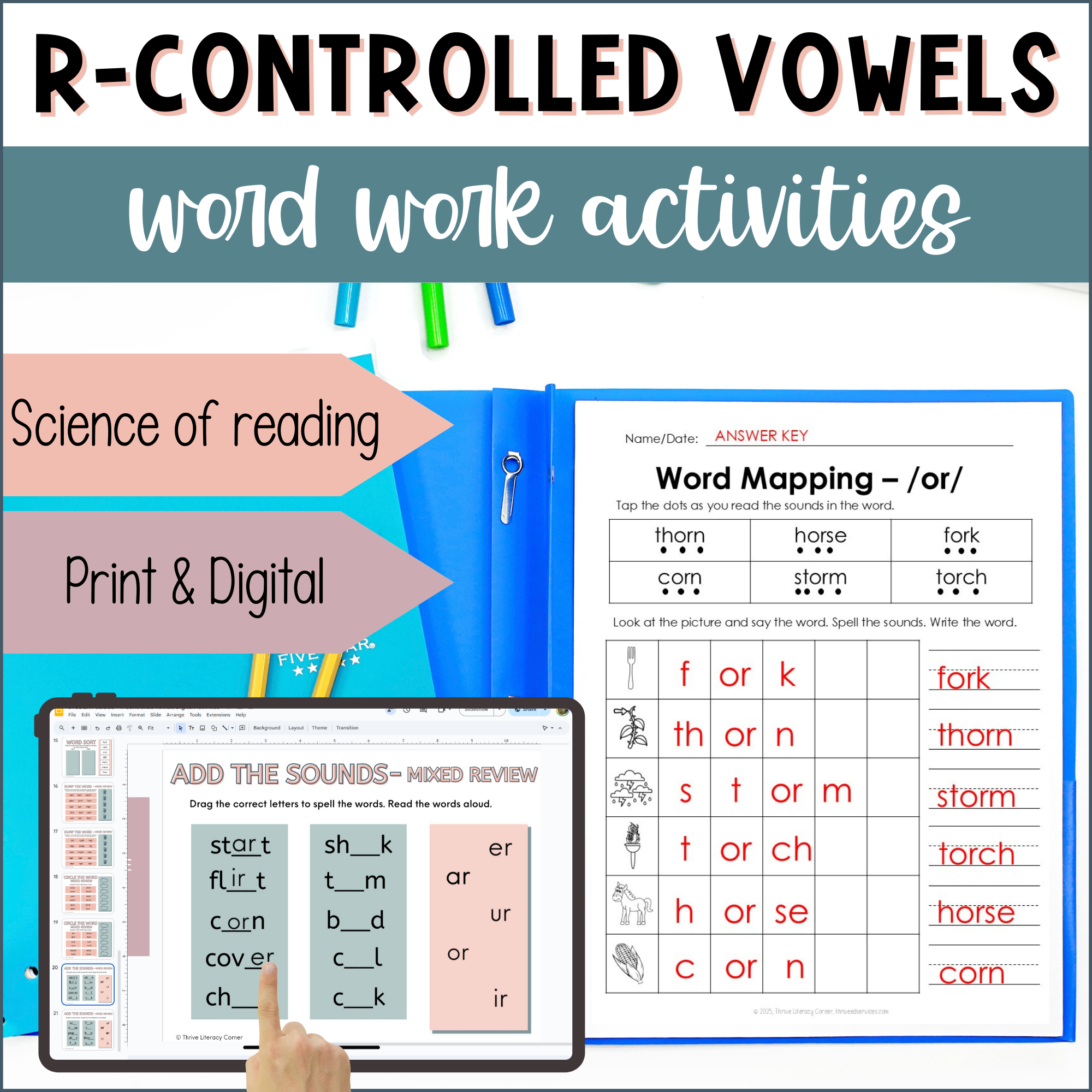 R-Controlled Vowels Worksheets & Activities – Thrive Literacy Corner Shop