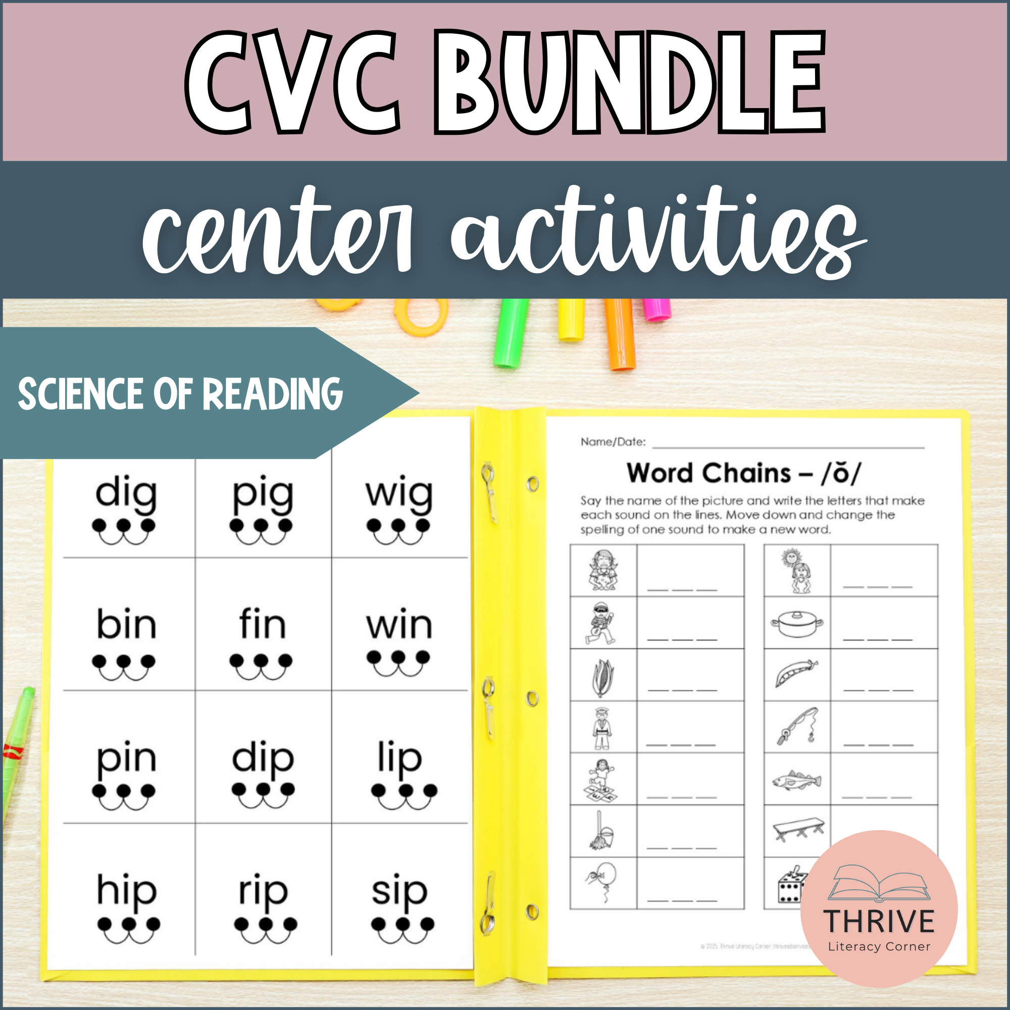 CVC Short Vowel Activities, Worksheets, and Centers BUNDLE – Thrive ...