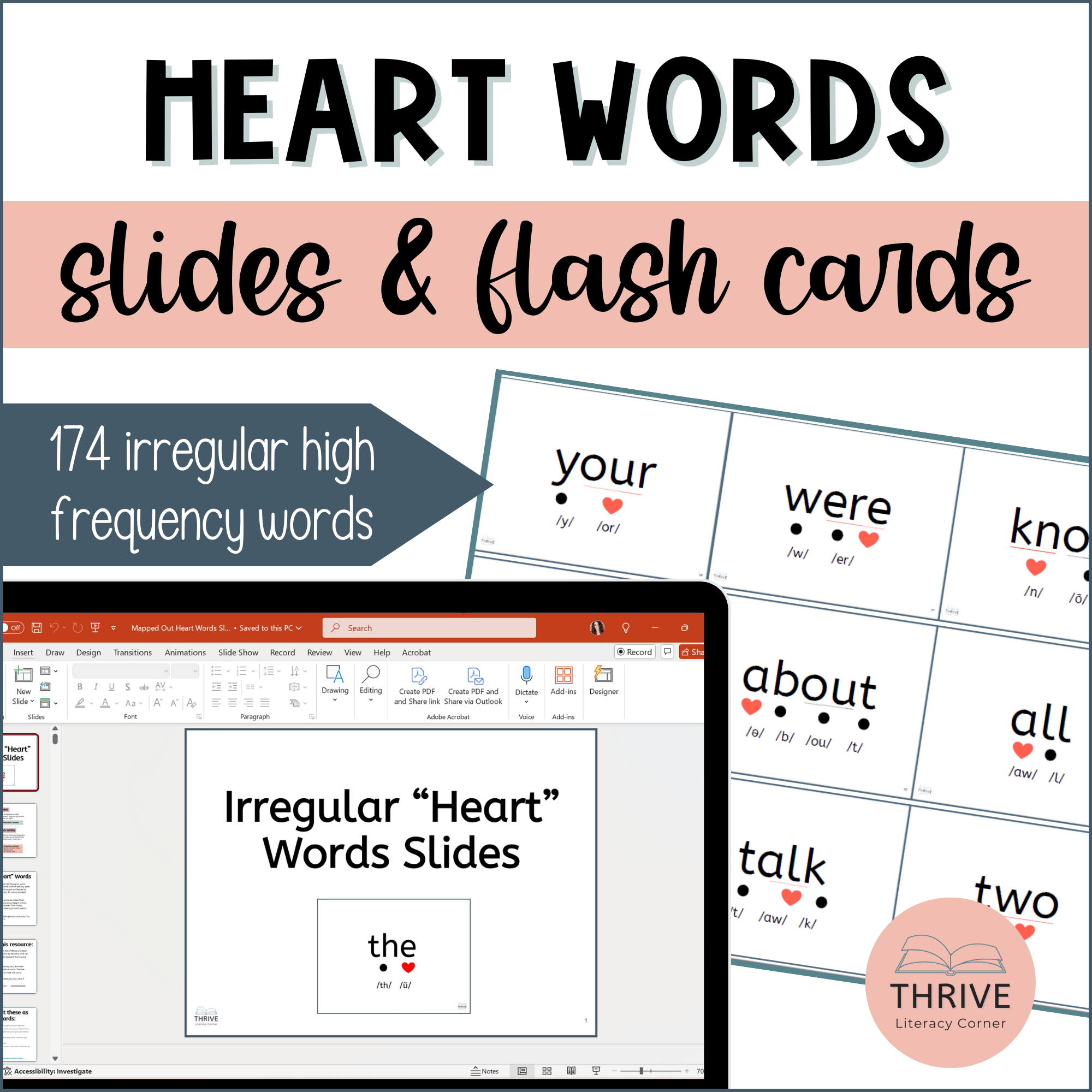 Heart Word Flash Cards & Slides (Irregular High Frequency Words ...