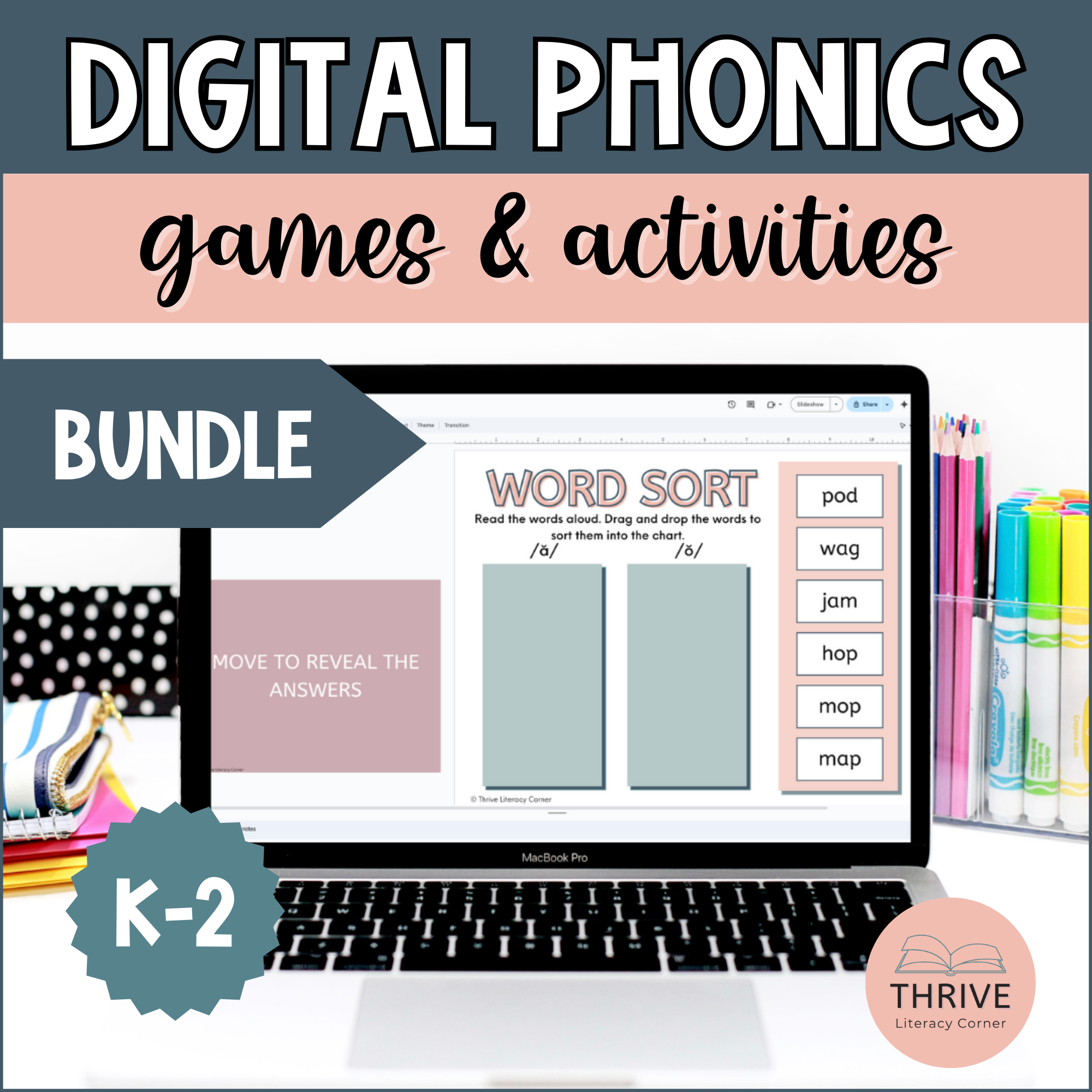 Digital Phonics Games BUNDLE for Literacy Centers K-2 – Thrive Literacy ...