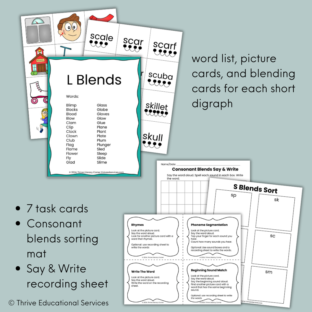 Initial Consonant Blends Blending and Segmenting Cards – Thrive ...
