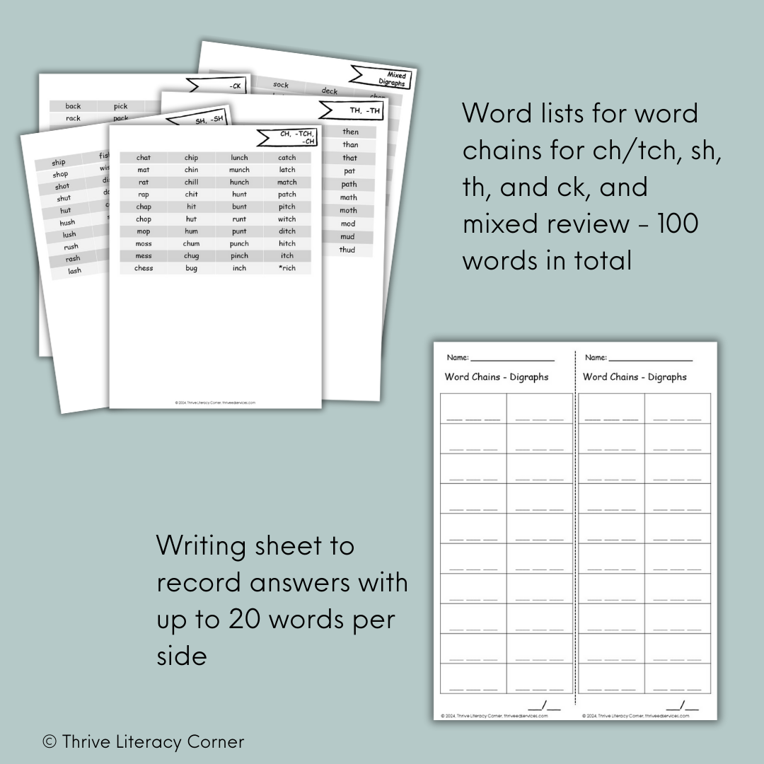 Digraphs - Word Chains & Word Ladders – Thrive Literacy Corner Shop