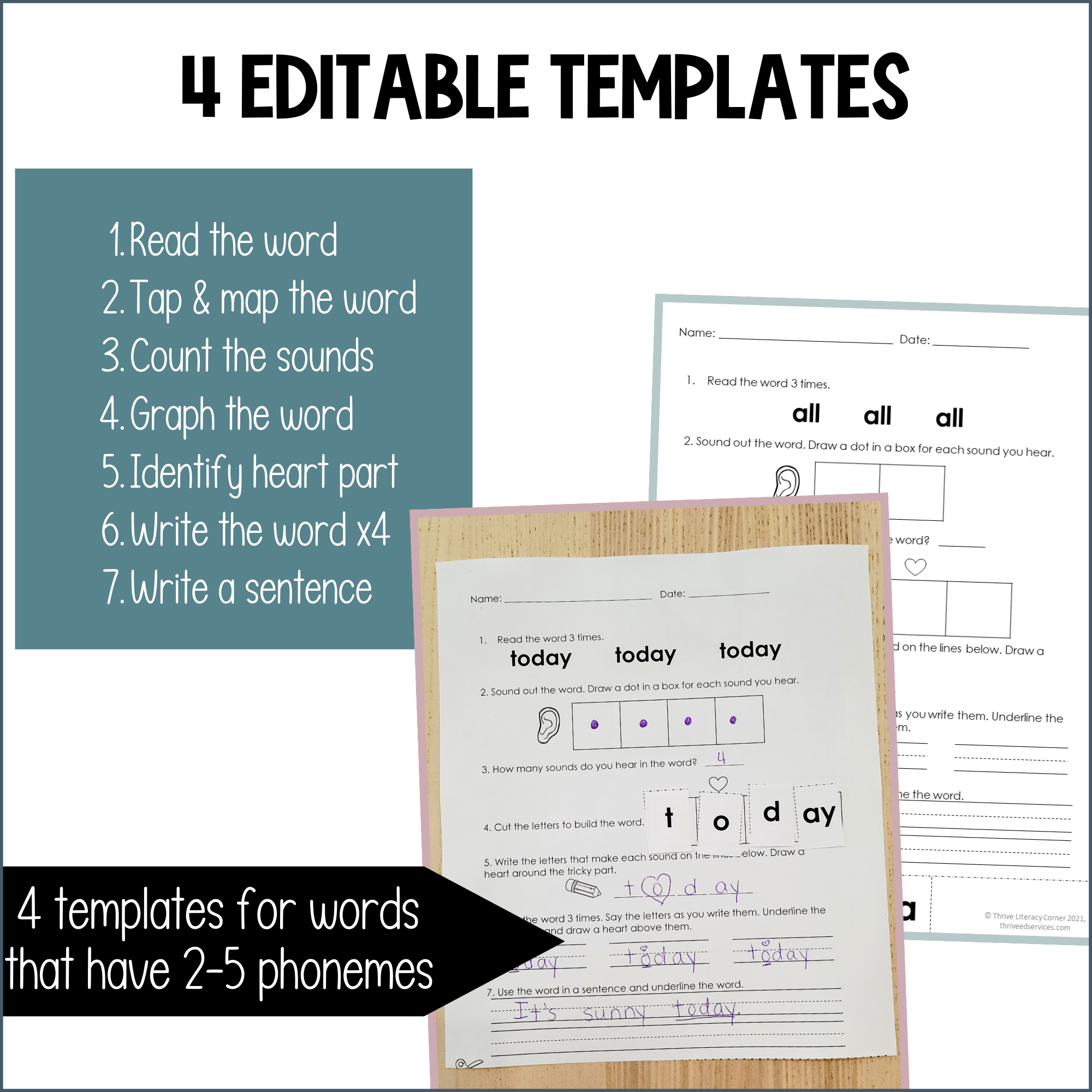 Editable Heart Words Mapping Templates – Thrive Literacy Corner Shop