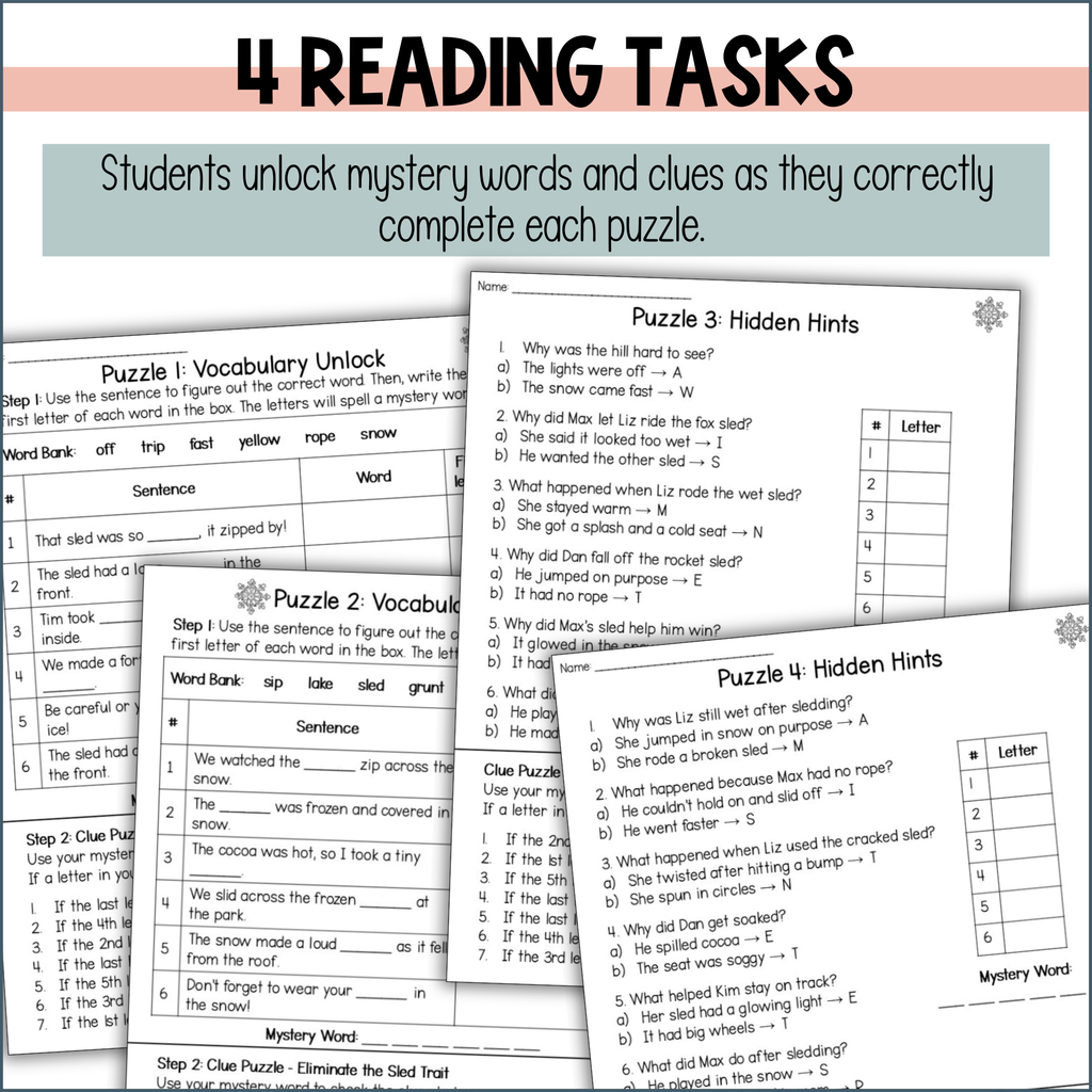 Winter Escape Room Reading Comprehension Activity for 2nd Grade ...