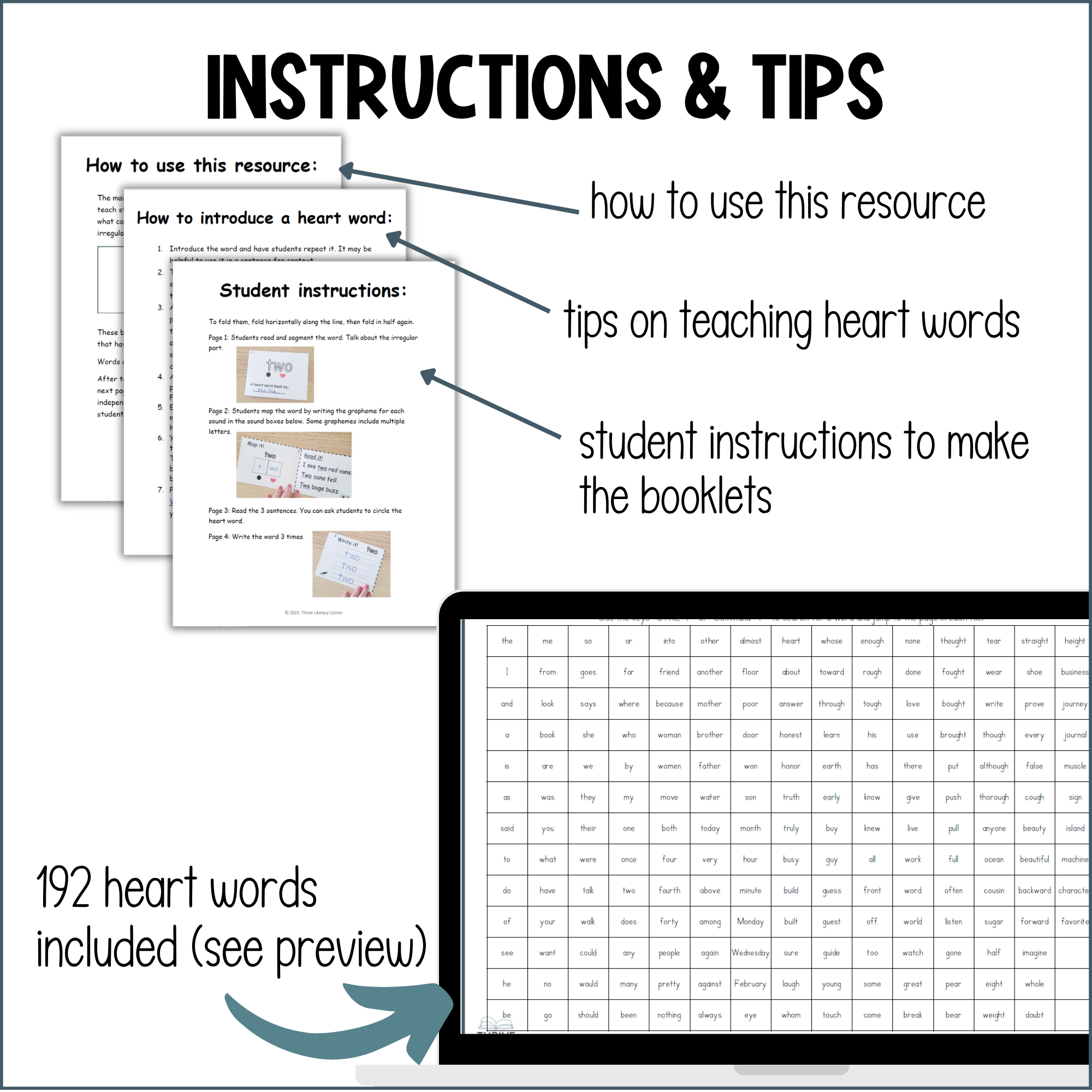 Heart Words Mapping Foldable Books - Irregular Sight Words – Thrive ...