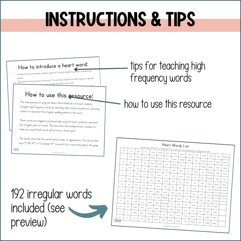 Heart Words Posters Bulletin Board Word Wall UFLI Science of Reading ...