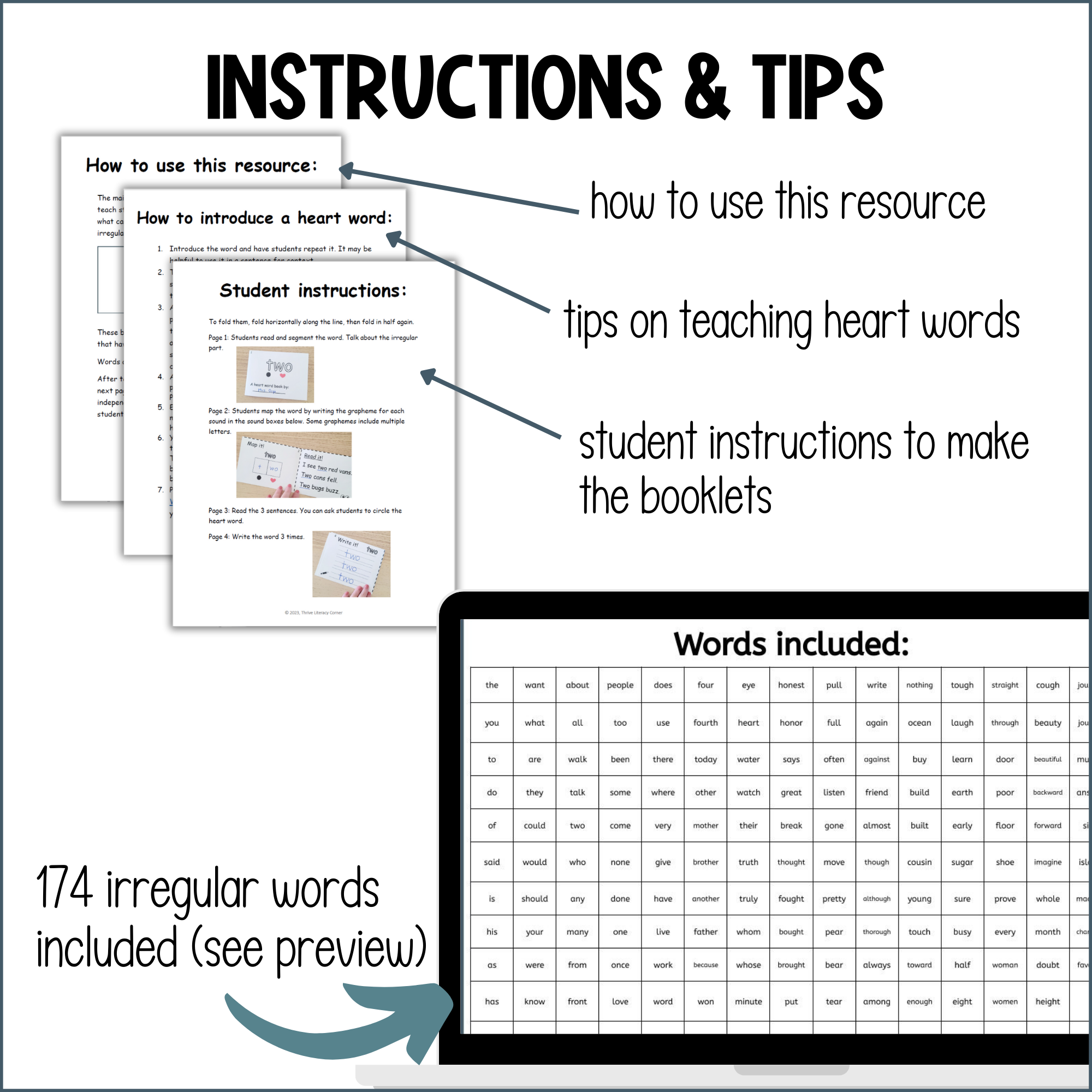 Heart Words Mapping Foldable Books - Irregular Sight Words – Thrive ...
