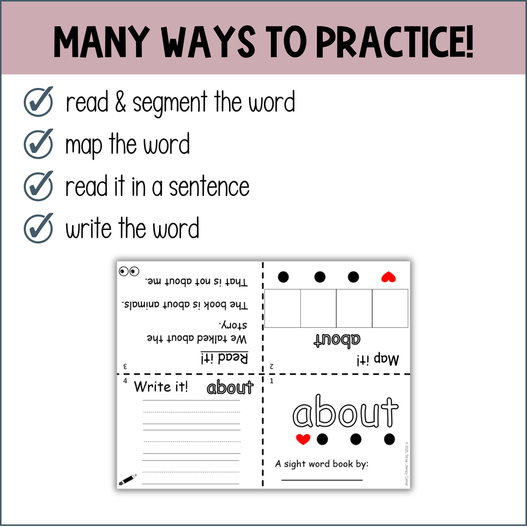 Dolch Sight Words Booklets Sight Word Mapping Bundle – Thrive Literacy ...