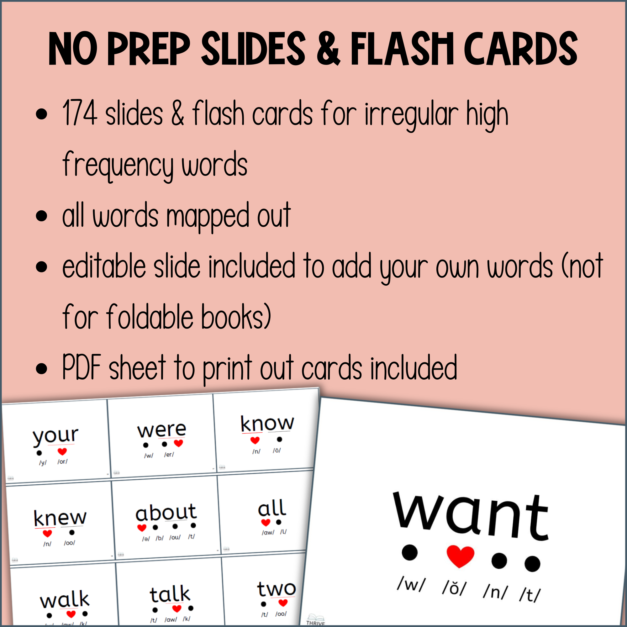 Heart Word Flash Cards & Slides (Irregular High Frequency Words ...