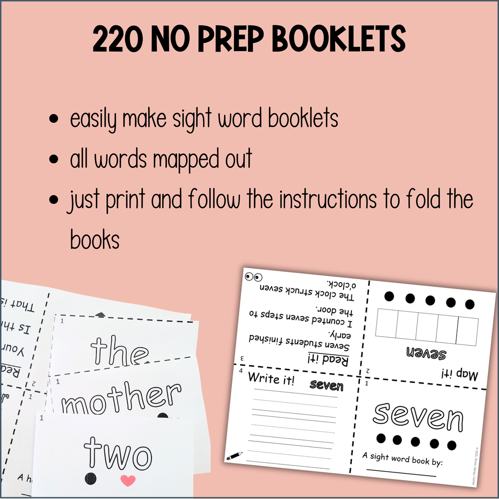 Dolch Sight Words Booklets Sight Word Mapping Bundle – Thrive Literacy ...
