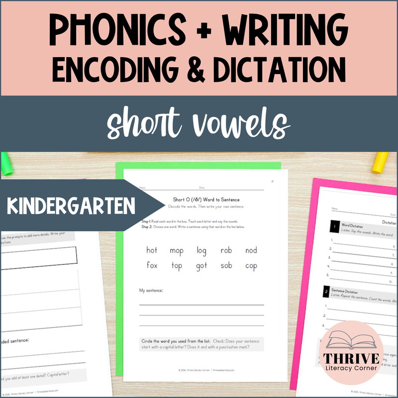 Short Vowel Sentences Word + Sentence Dictation Shared Writing Kinderg ...