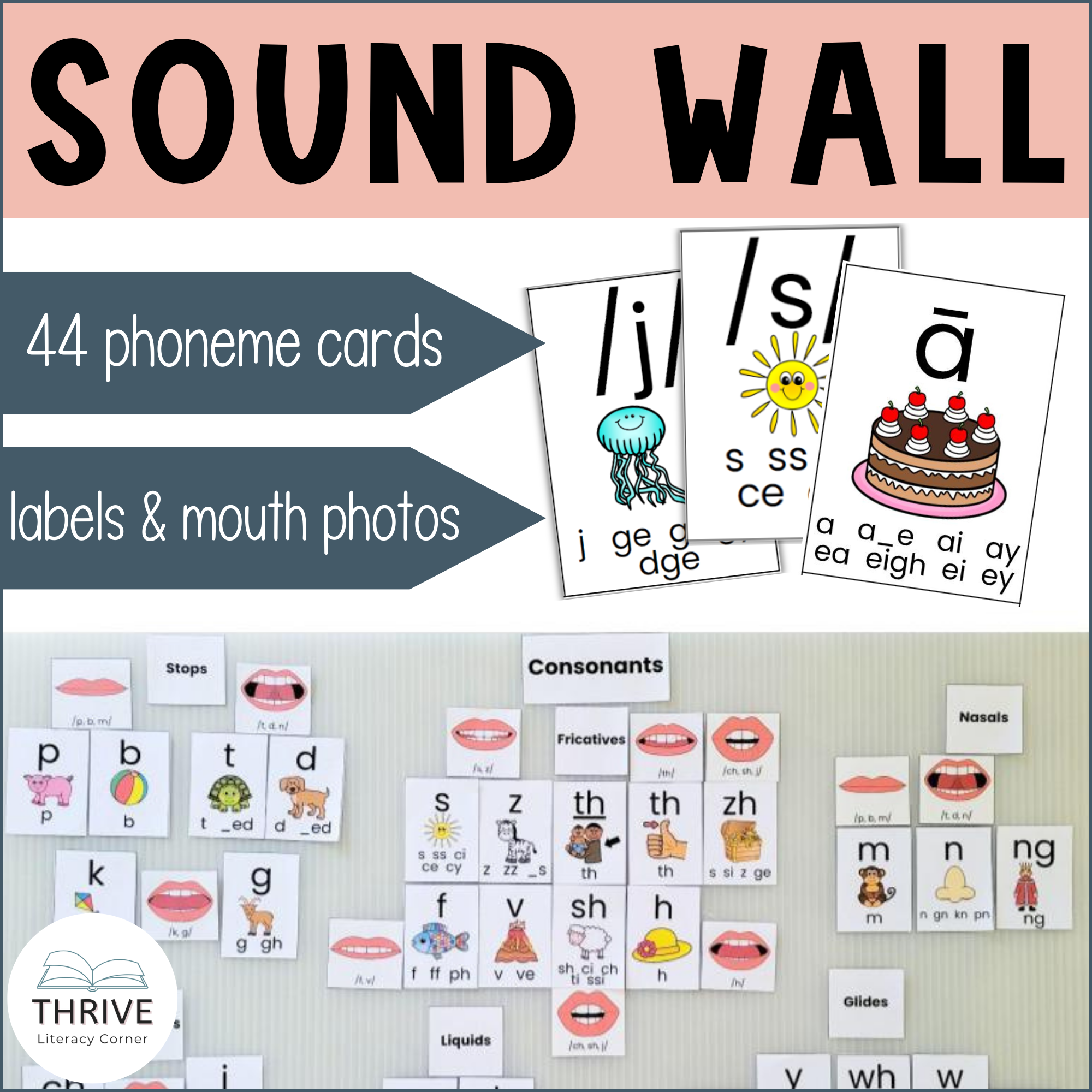 Sound Wall Phoneme Cards & Visuals – Thrive Literacy Corner Shop