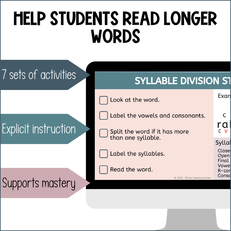 Syllable Division Worksheets BUNDLE – Thrive Literacy Corner Shop