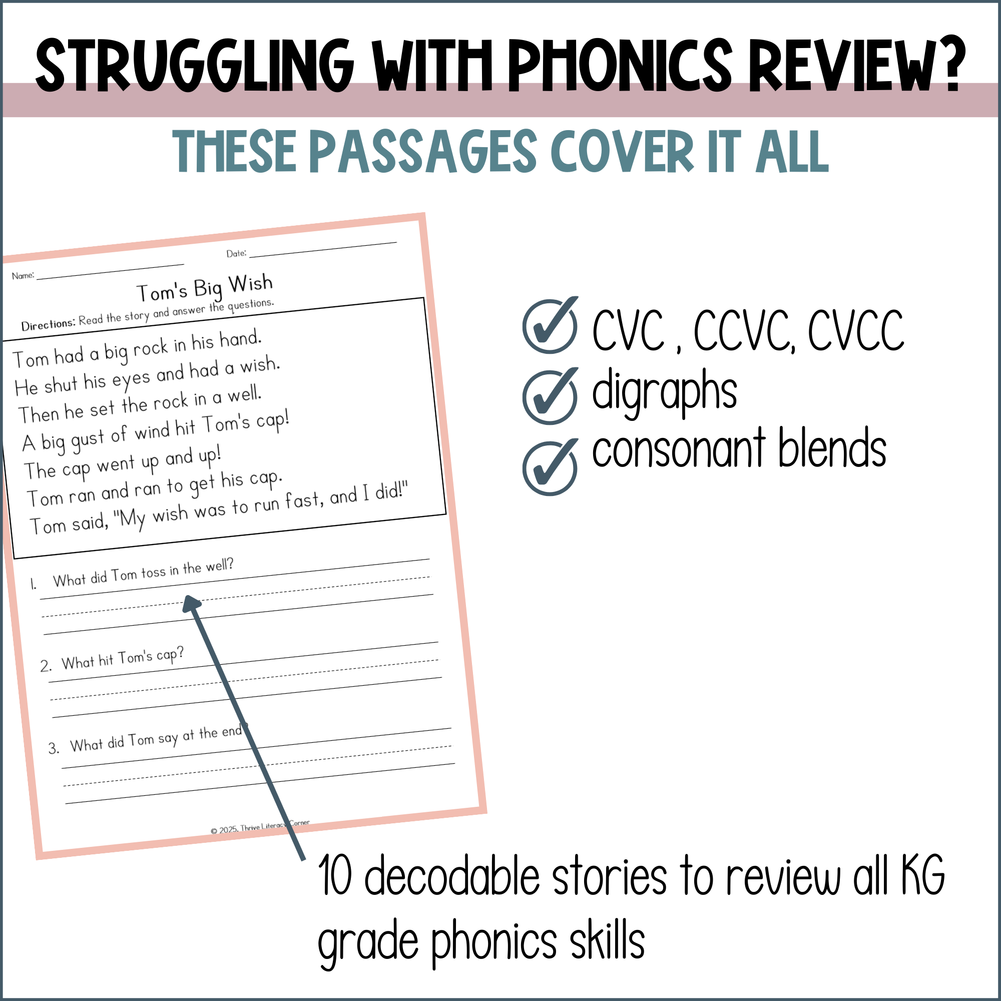Science of Reading Decodable Passages and Comprehension Questions BUND ...