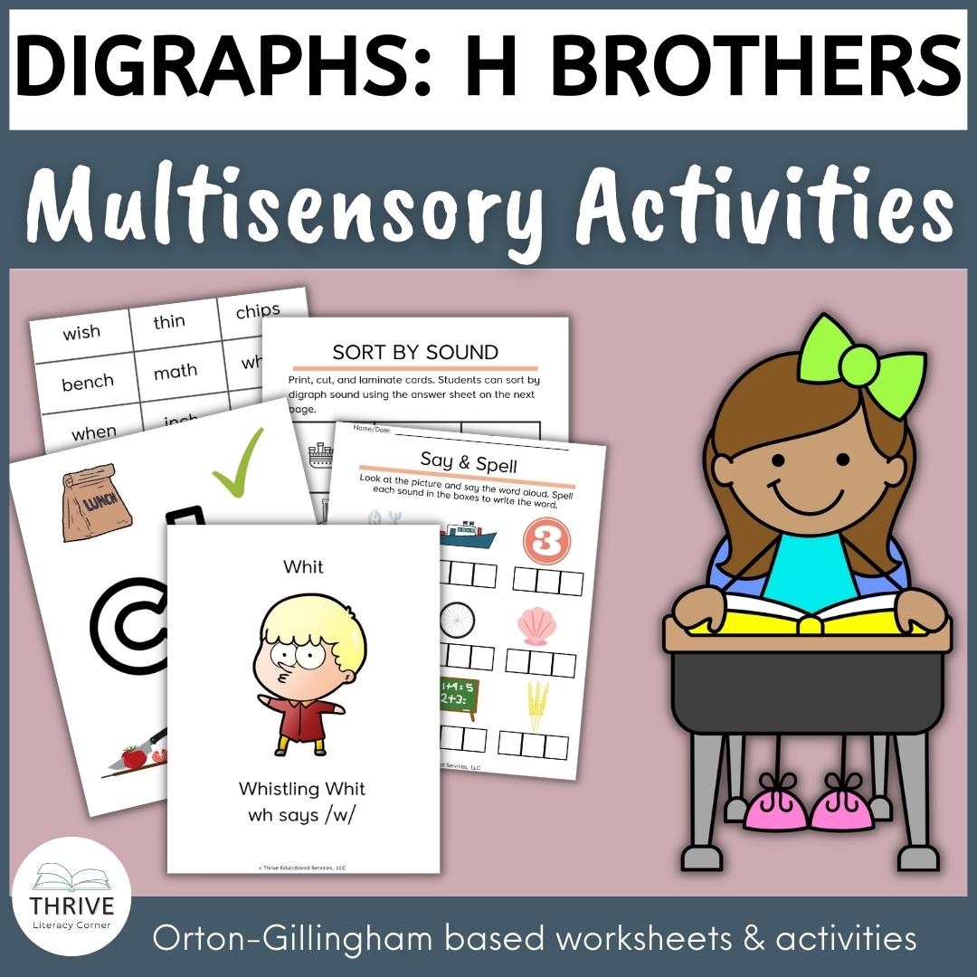 Digraphs: H Brothers Digraphs Worksheets & Activities – Thrive Literacy ...