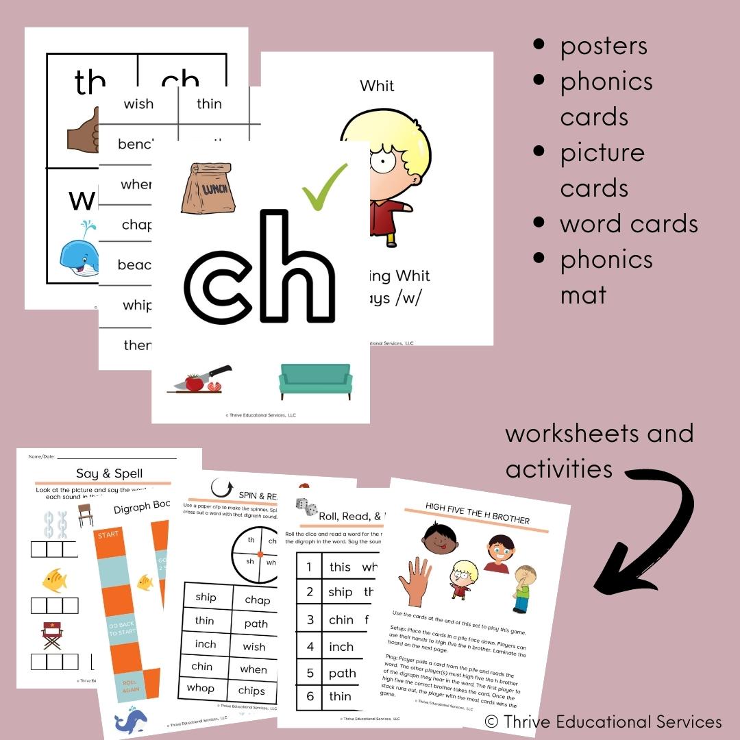 Digraphs: H Brothers Digraphs Worksheets & Activities – Thrive Literacy ...