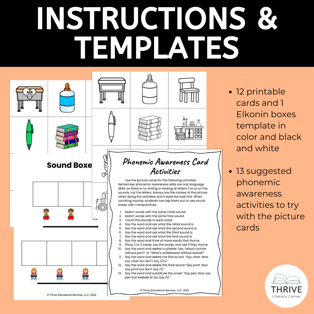 Back to School Themed Phonemic Awareness Activities – Thrive Literacy ...