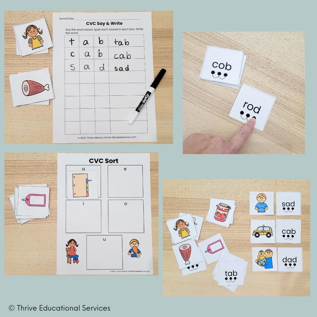 CVC Words With Pictures - Cards For Segmenting and Blending – Thrive ...