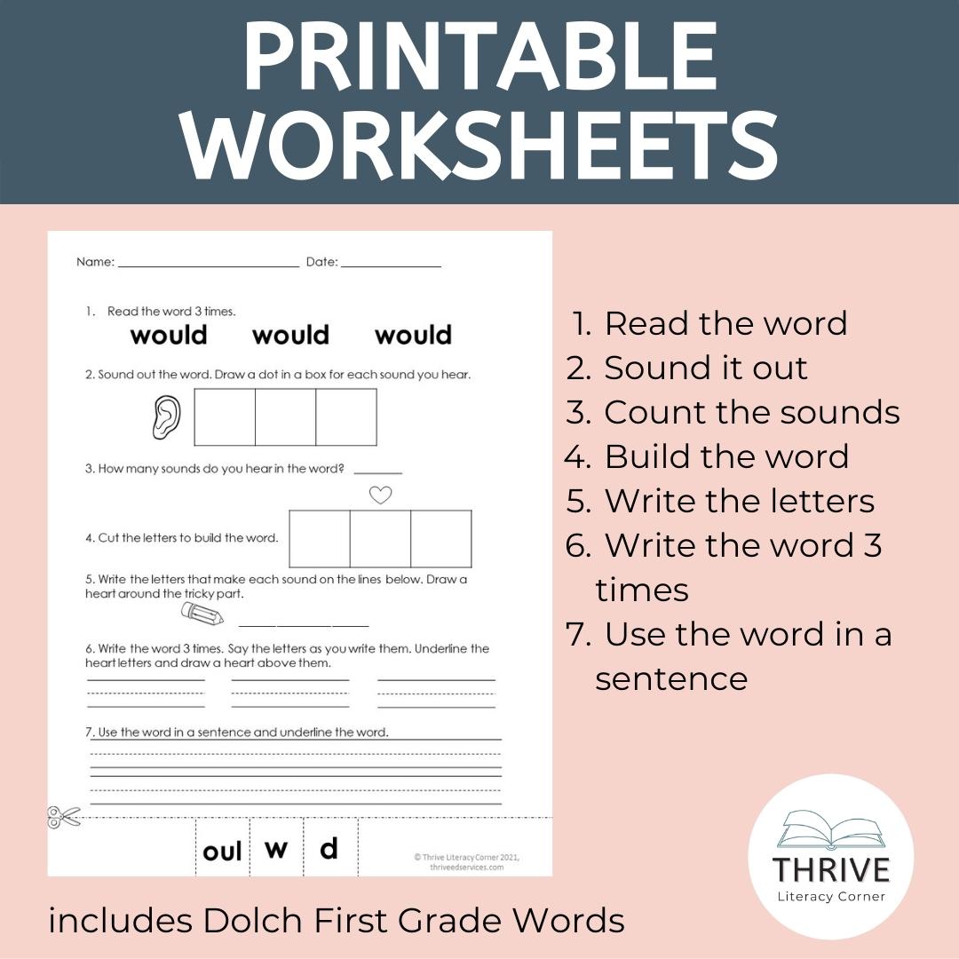 Heart Words - Dolch Sight Words Second Grade Worksheets – Thrive ...
