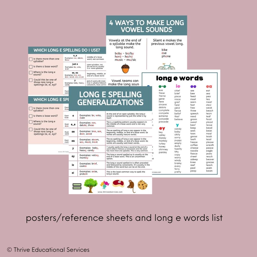 Long E Worksheets & Activities - Long E Words – Thrive Literacy Corner Shop