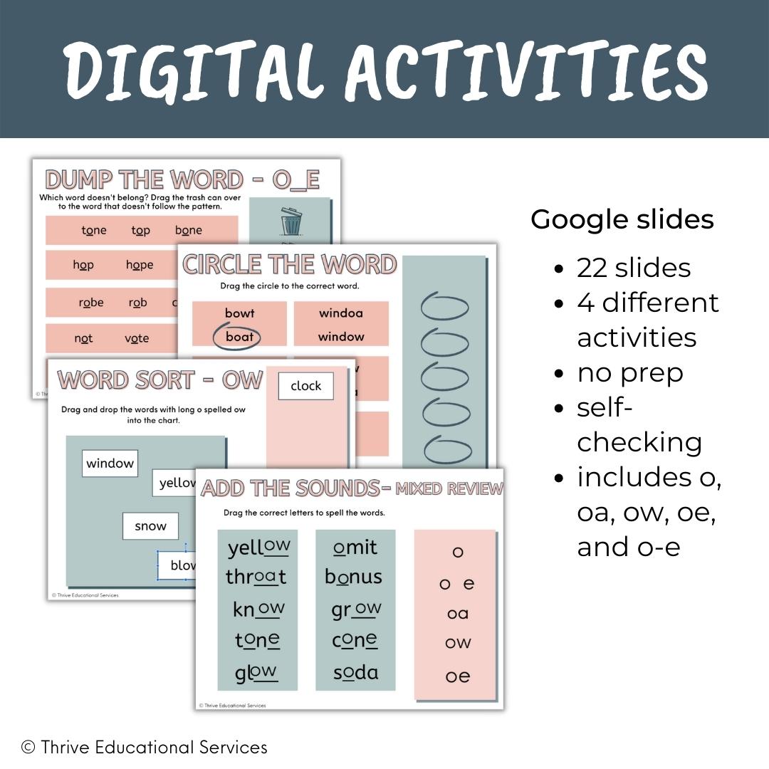 Long O Words Activities - Printable & Digital – Thrive Literacy Corner Shop