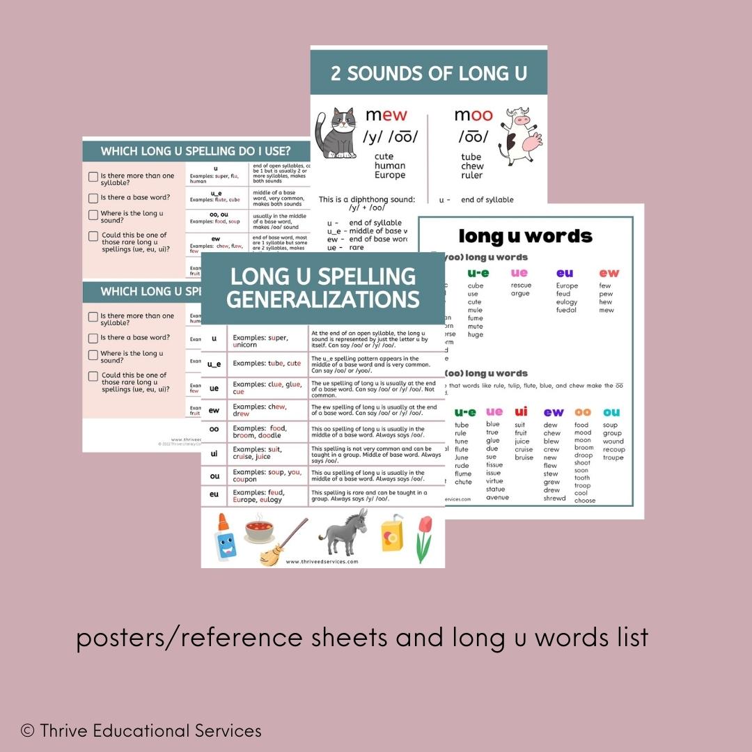 Long U Worksheets & Activities - Long U Words – Thrive Literacy Corner Shop